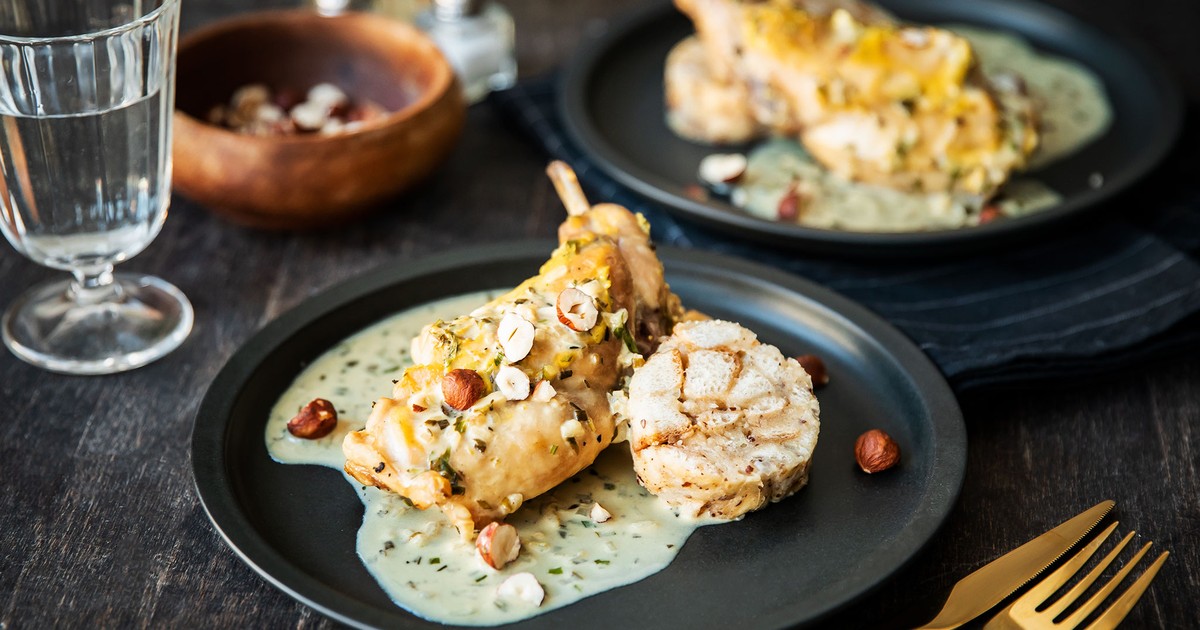 Braised rabbit with mustard-tarragon sauce and bread dumplings | Recipe ...