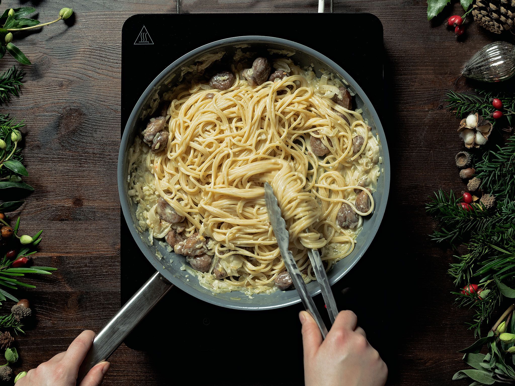 Creamy winter spaghetti with chestnuts, endive, and apple | Recipe ...