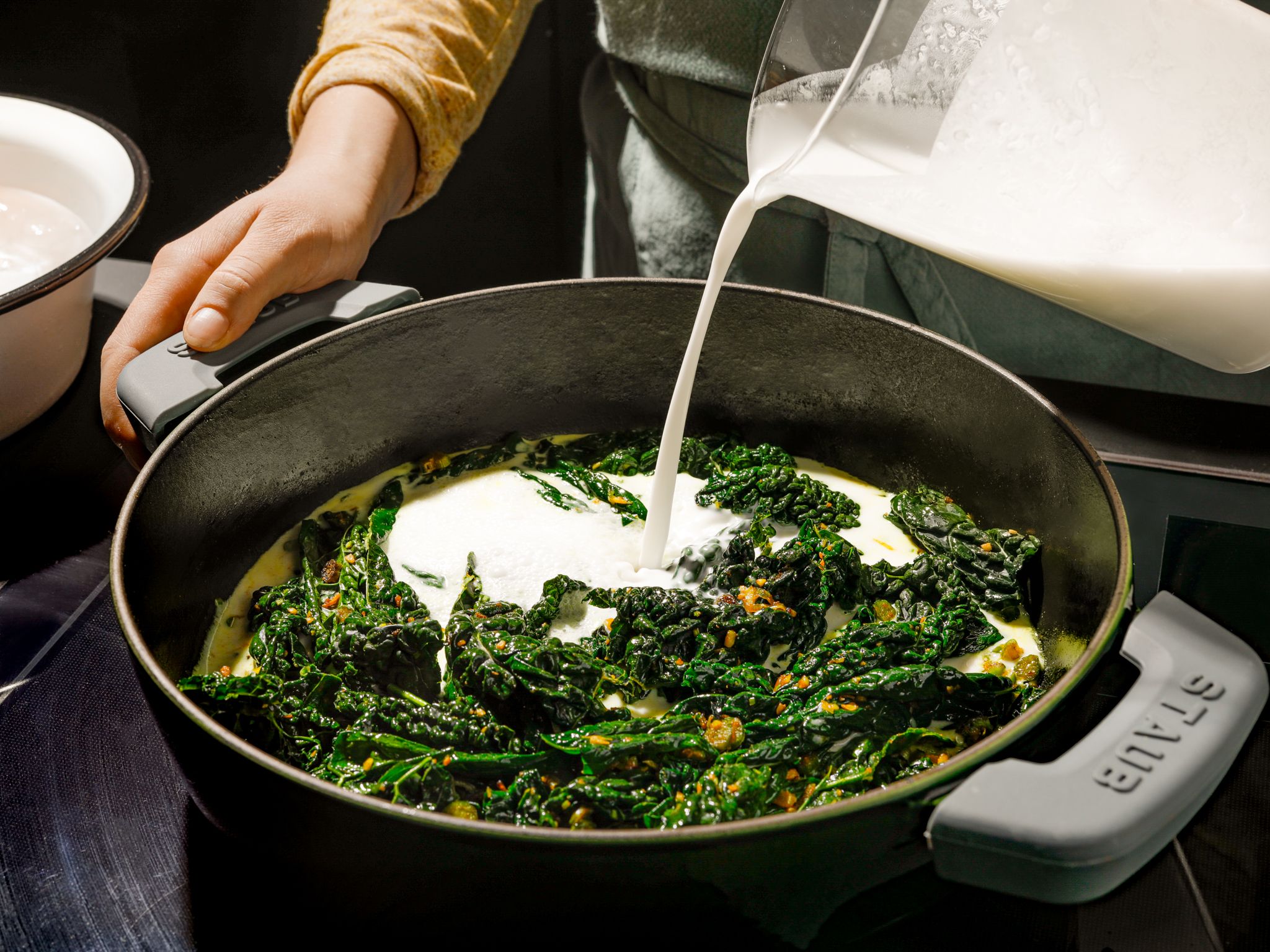 Jammy eggs and kale in turmeric-coconut gravy | Recipe | Kitchen Stories