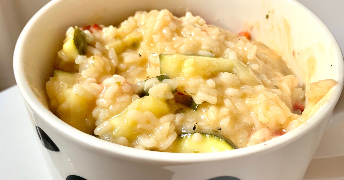 Courgette and roasted pepper risotto | Recipe | Kitchen Stories