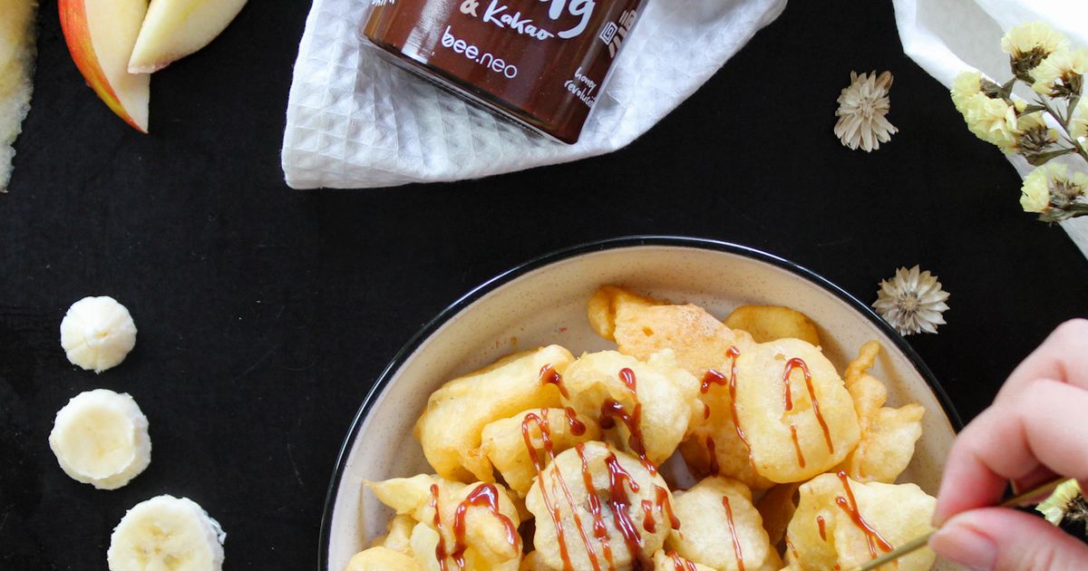 Gebackene Banane und Apfel mit Kakao-Honig | Rezept | Kitchen Stories