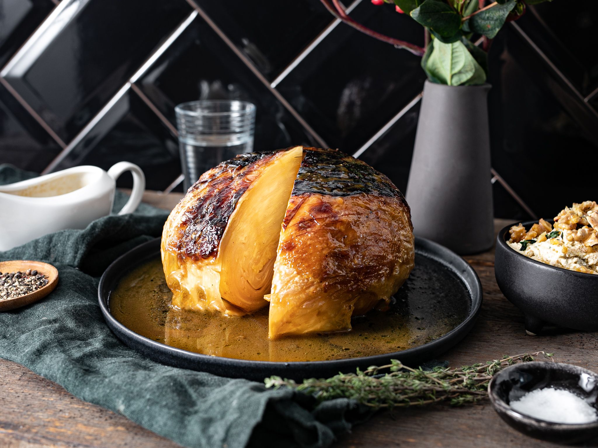 Whole-roasted cabbage with feta cream and walnuts | Recipe | Kitchen ...