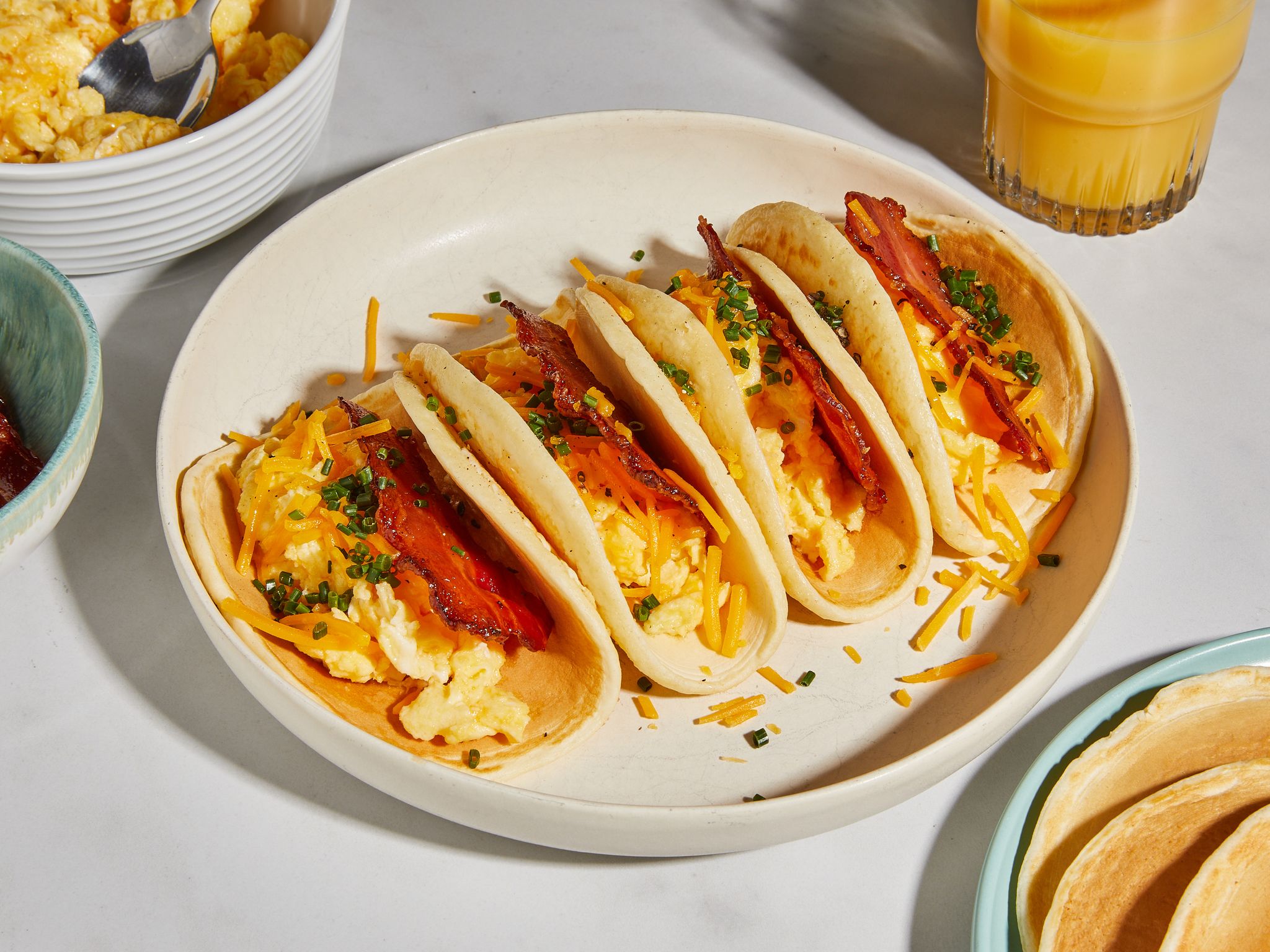 Pancake tacos with candied bacon and scrambled eggs | Recipe | Kitchen ...