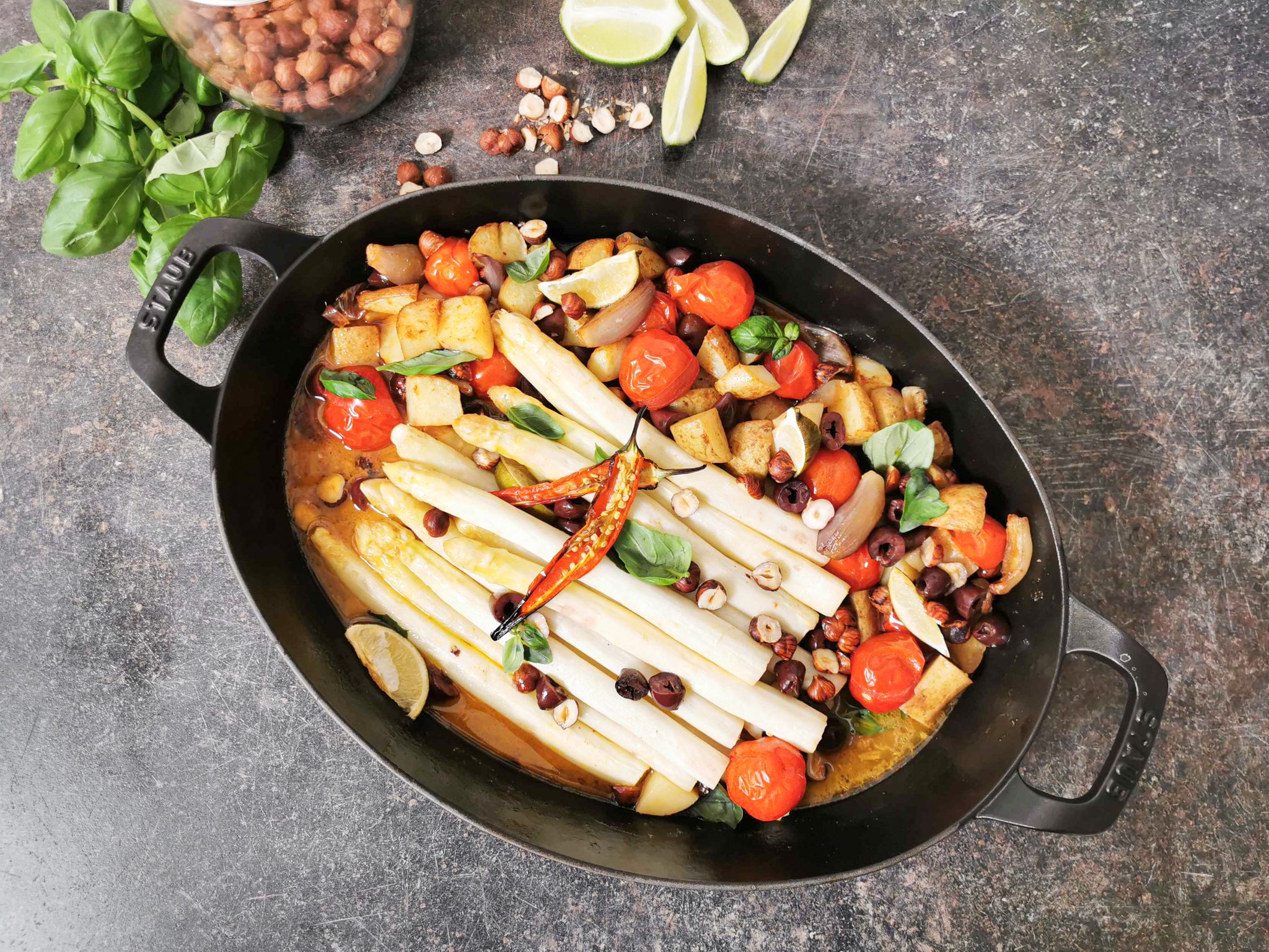 Roasted white asparagus with spring vegetables | Recipe | Kitchen Stories
