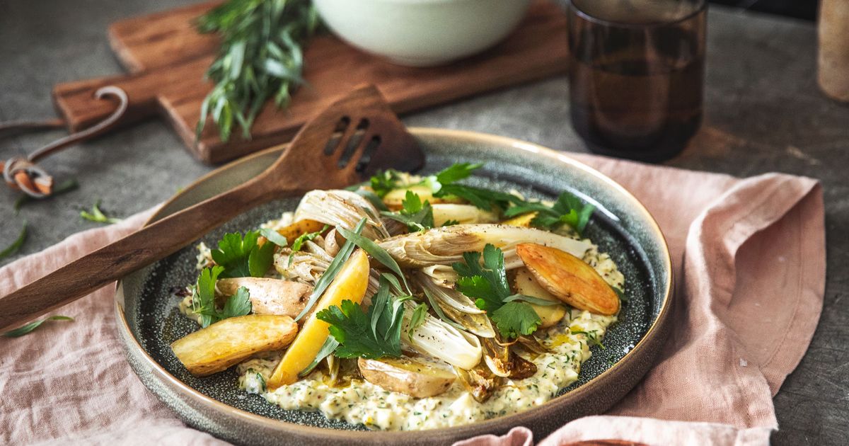 Roasted endive and potatoes with gribiche | Recipe | Kitchen Stories