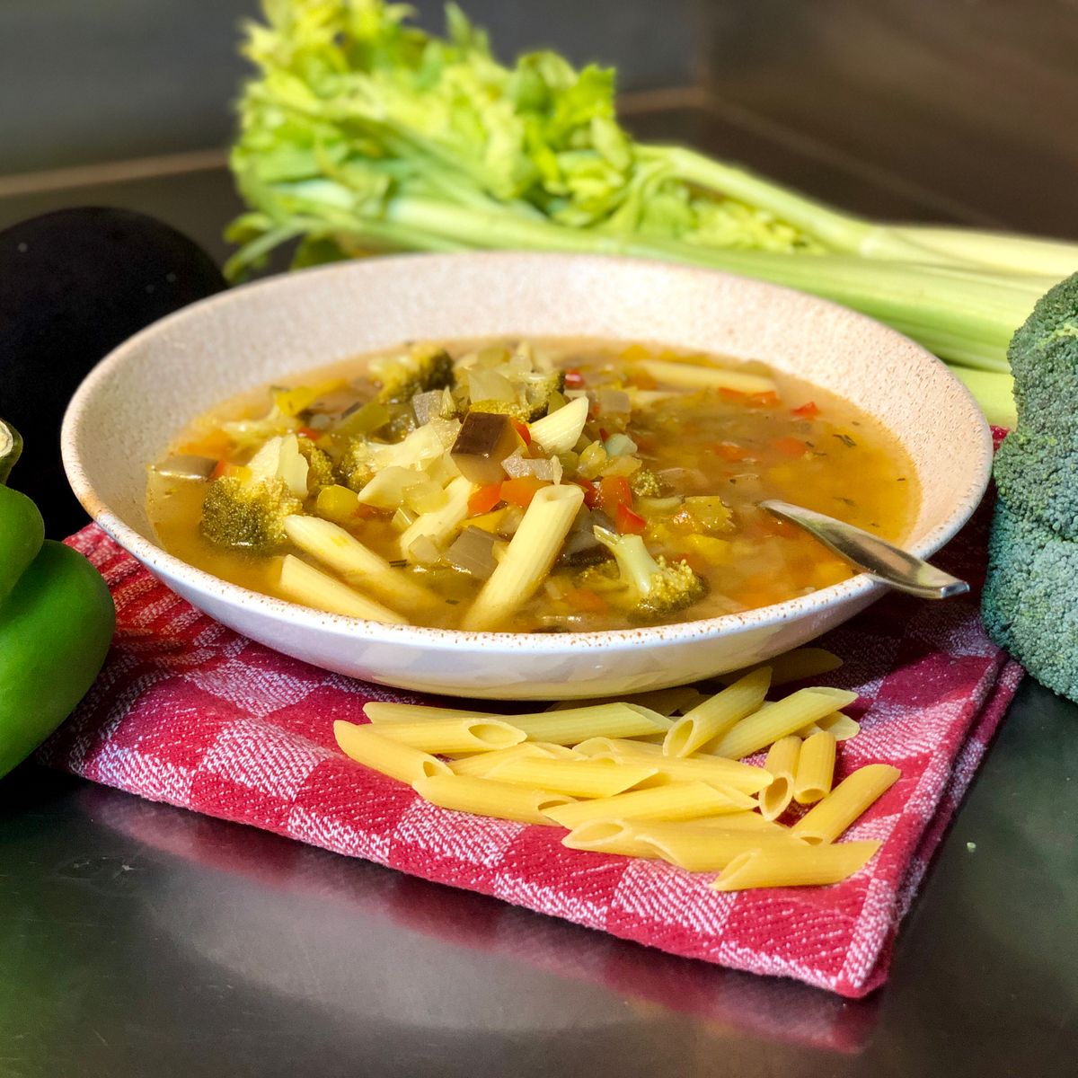 Vegetable and Penne Soup | Recipe | Kitchen Stories
