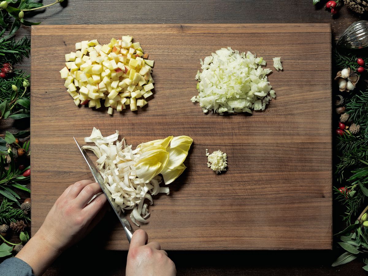 Creamy winter spaghetti with chestnuts, endive, and apple | Recipe ...